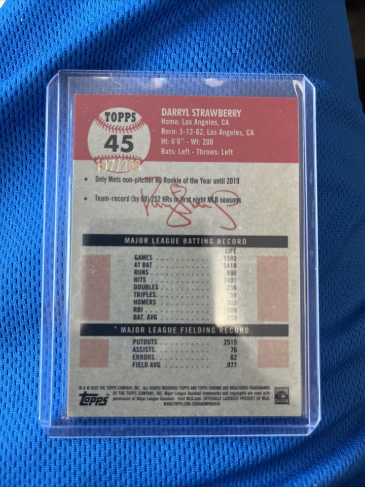 2022 Topps Chrome Platinum Darryl Strawberry /250 Yellow RayWave #45 ...