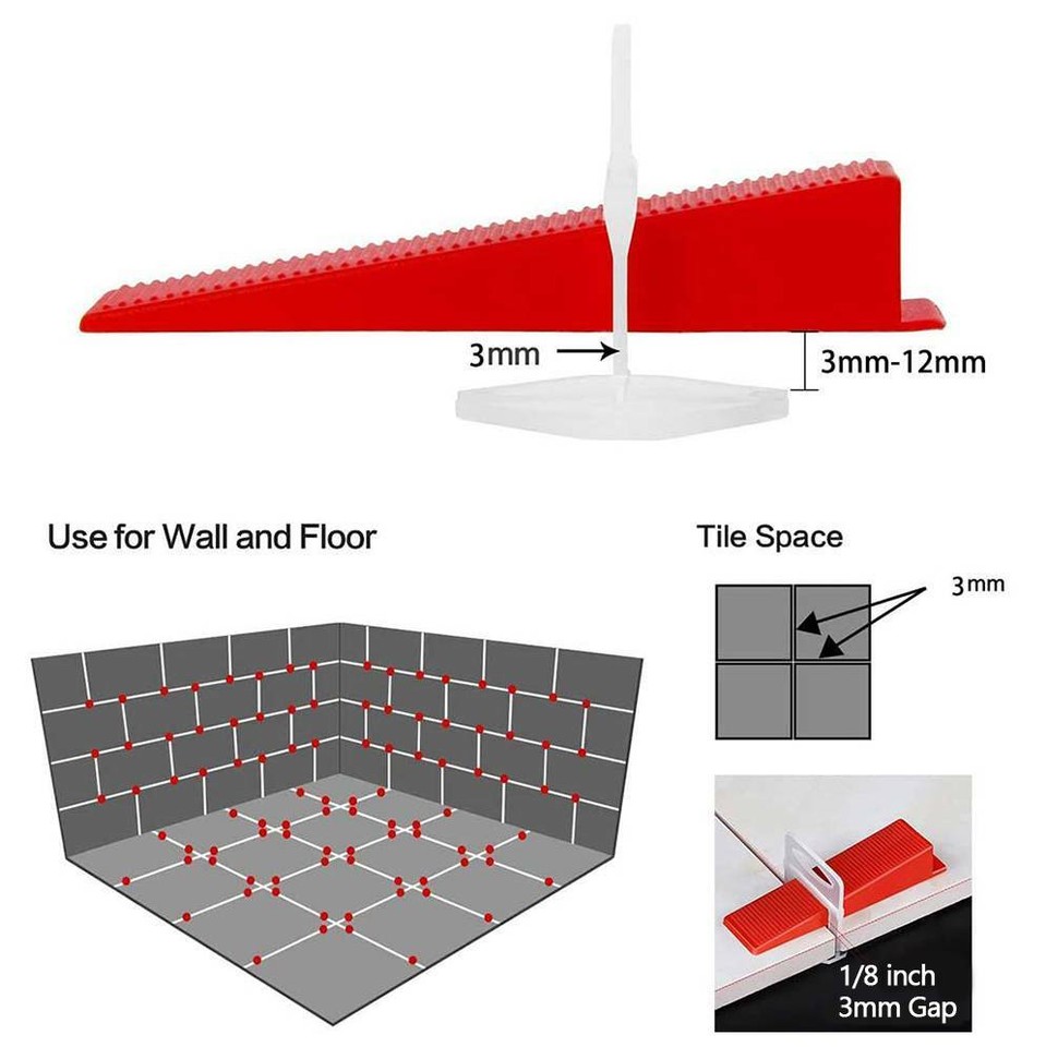 1/8 inch 3mm Gap Clip Tile Leveling System Floor Wall Gap Tile Spacer ...