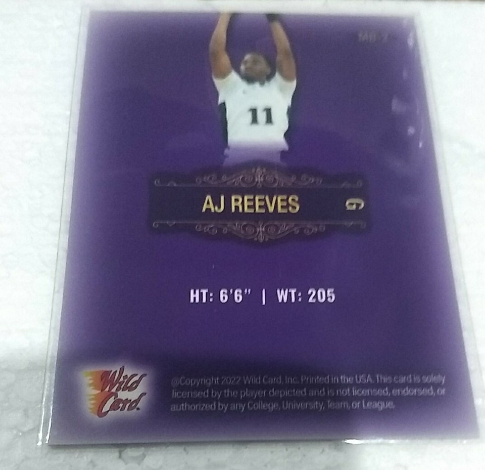 A.J. Reeves 2022 Wild Card Matte Basketball Purple 180/200 #MB-2 ...