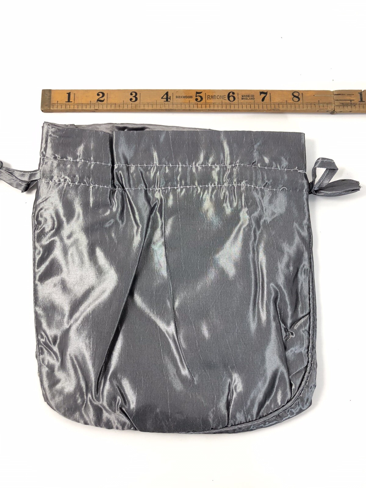 Silver Pewter Satin Rose Pattern Drawstring Cosmetic Bag Large Travel ...