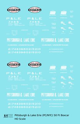K4 HO Scale Decals Pittsburgh and Lake Erie 50 Ft Boxcar White Cigar ...