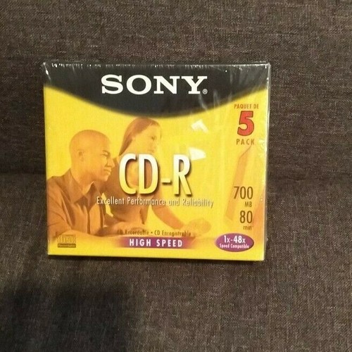 Sony CD-R 5 Pack Disc 80 min 700 MB MO 1x 48x in Slim Jewel Cases New ...
