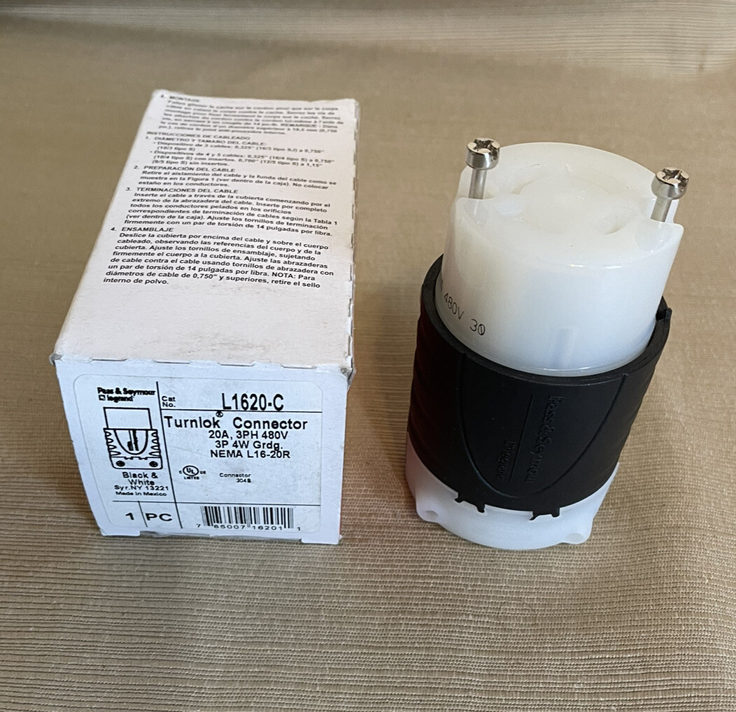 Pass and Seymour Legrand Turnlok Connector 20A 3PH 480V 3P 4W Grdg ...