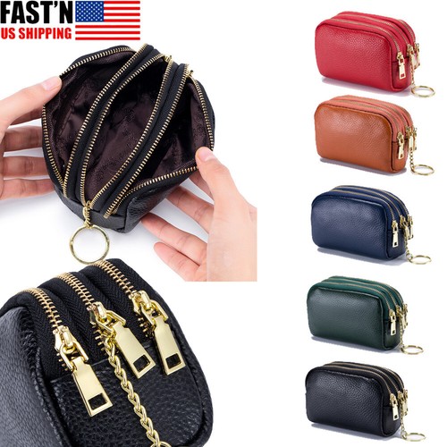 Mini Coin Purse Leather Small Change Bag Card Wallet Pouch Zip Women ...
