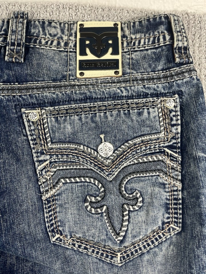 Rock Revival Paddy Alt Straight Men’s Jeans 40 Distressed Ripped Denim ...