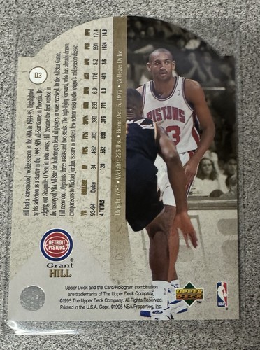 GRANT HILL ROOKIE DIE CUT FOIL SP 1994-95 DETROIT PISTONS #D3 ...