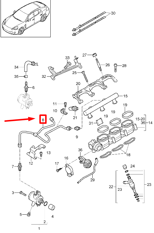 PORSCHE CAYENNE 92A High Pressure Fuel Line 95811012510 NEW GENUINE | eBay
