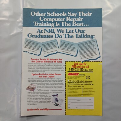1994 VINTAGE NRI SCHOOLS COMPUTER REPAIR TRAINING PRINT AD | eBay