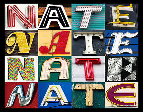 NATE Name Poster featuring photos of actual sign letters | eBay
