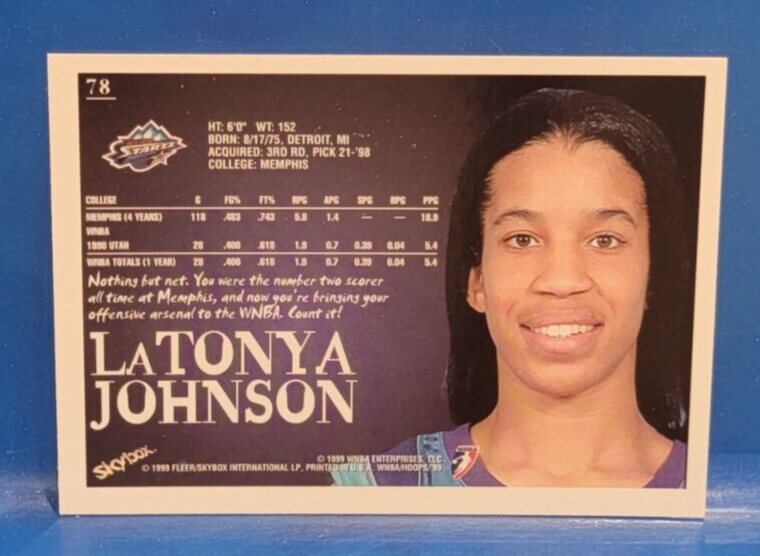 LaTonya Johnson J Starzz Fleer SkyBox International No 78 | eBay