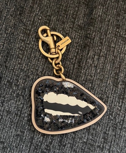 Coach X Tom Wesselmann Lips Bag Charm Brass/Ivory Black Glovetanned ...