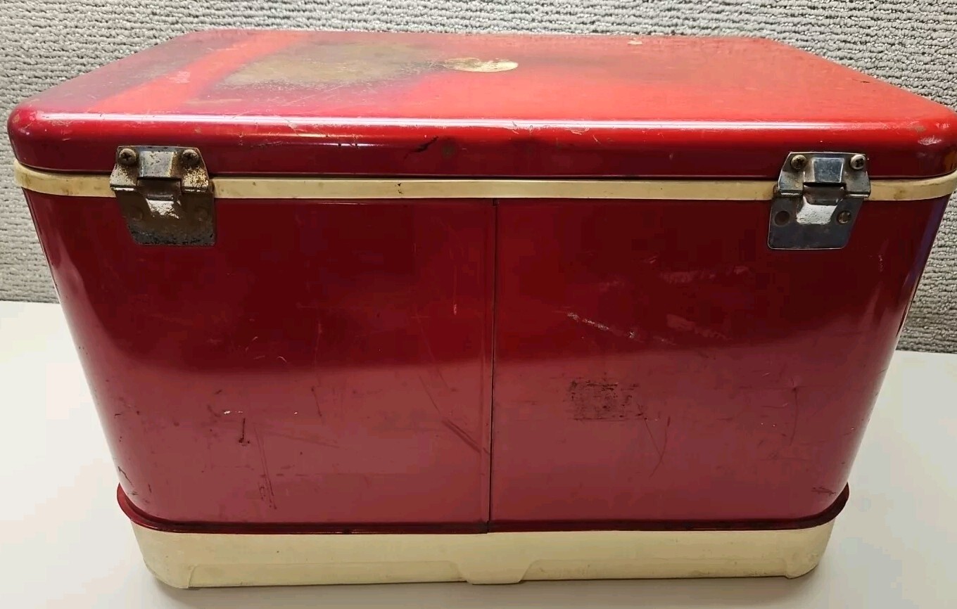 VINTAGE Thermos Cooler Picnic Ice Chest Deluxe Model Red 20 x 13 x 13 ...
