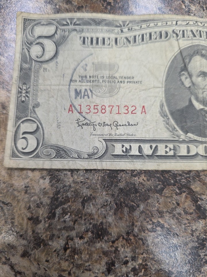 1963 U.S. $5 Red Seal Five Dollar Note | eBay