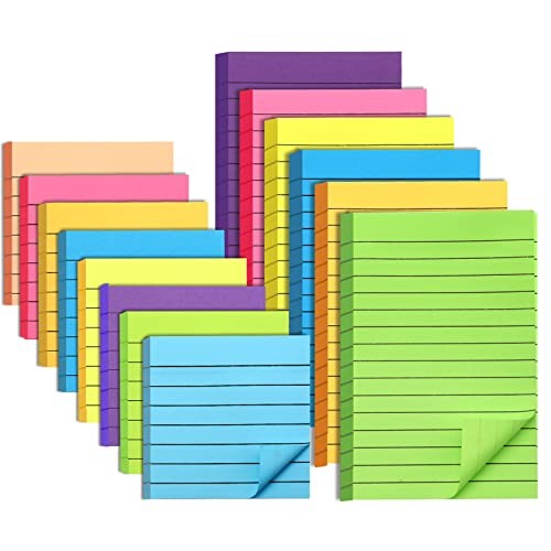 NA 14 Pack Lined Sticky Notes Bright Ruled Post Stickies, 4x6 and 3x3 ...