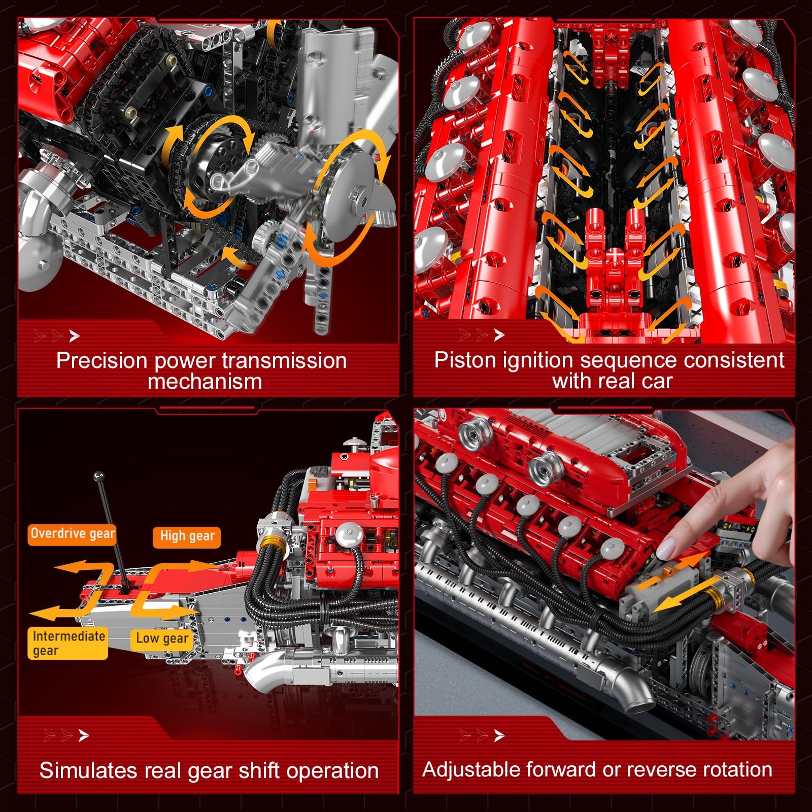 V12 Engine Building Block Sets, V12 Engine Model Kit That Runs, MOC ...