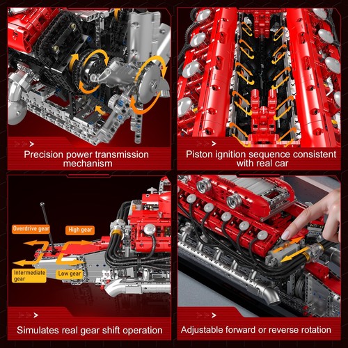 V12 Engine Building Block Sets, V12 Engine Model Kit That Runs, MOC ...