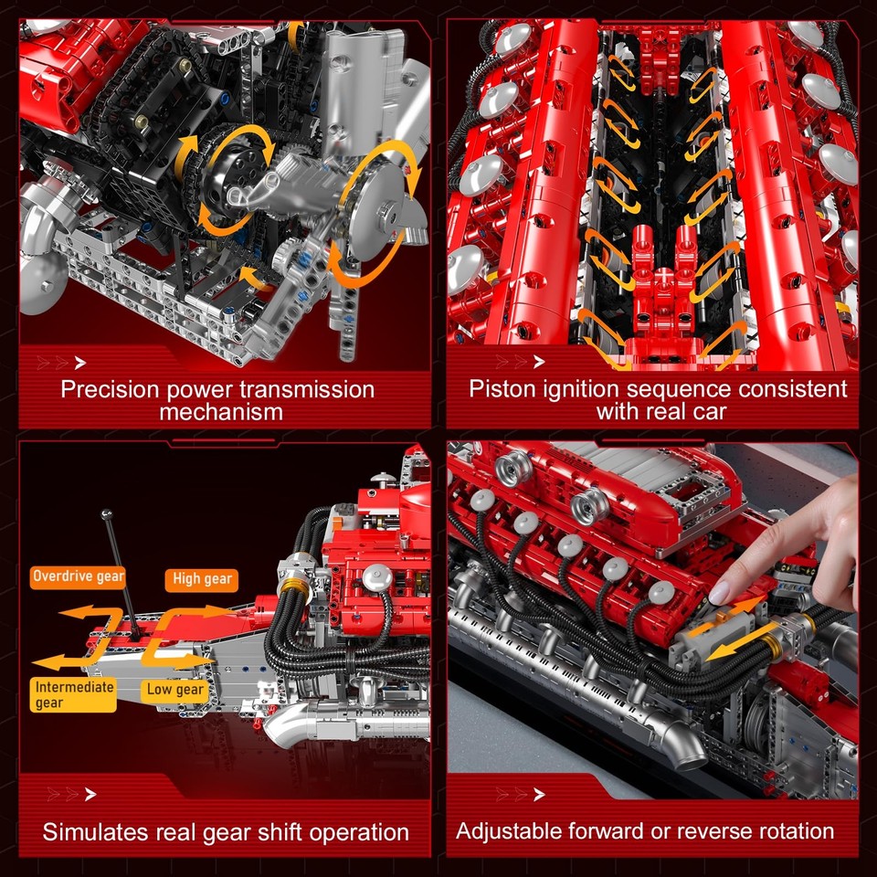 V12 Engine Building Block Sets, V12 Engine Model Kit That Runs, MOC ...