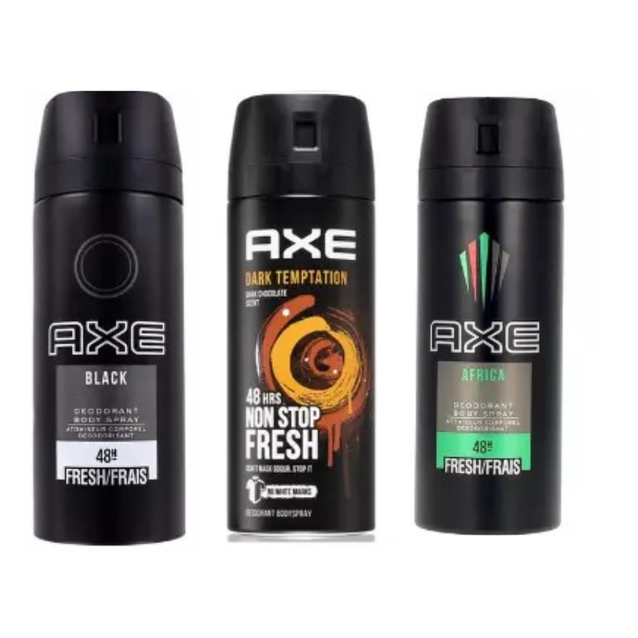 3 x Axe ( Lynx) Deodorant Body Spray 150ml Marine Musk Africa Peace ...