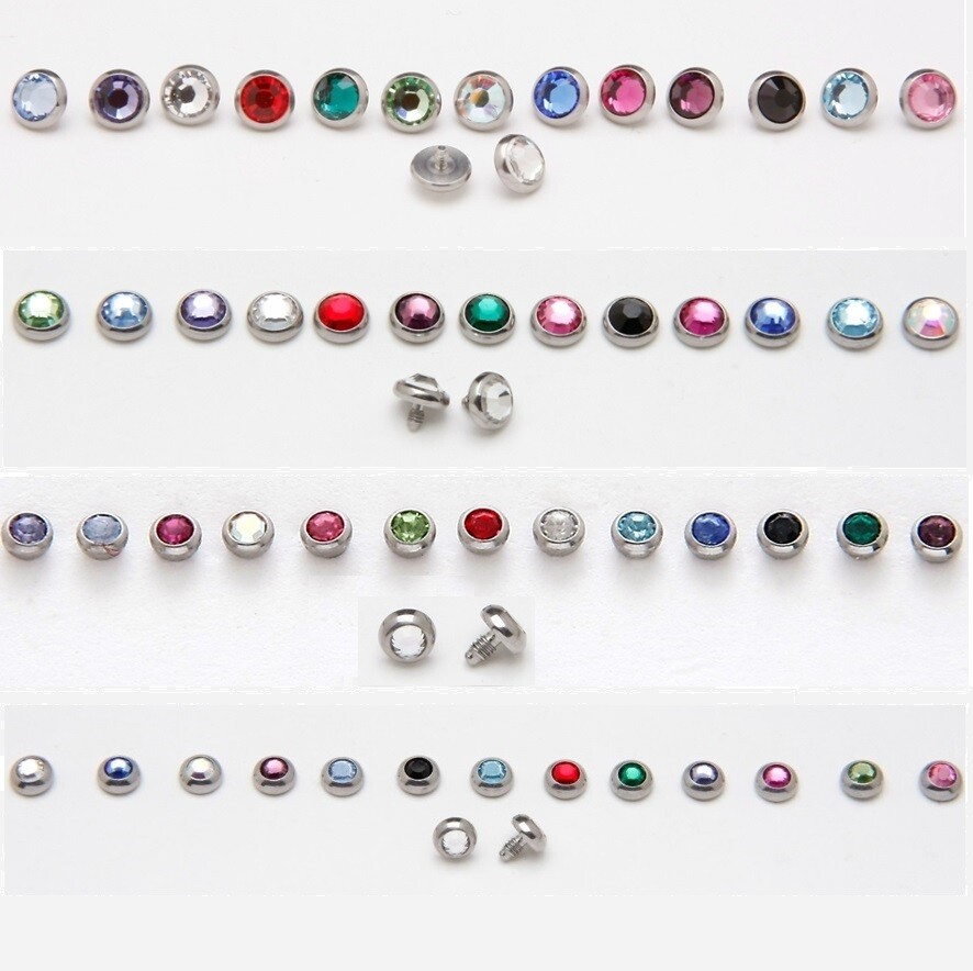 Gem Dermal Anchor Top - Flat Crystal - Micro Microdermal Head Surface ...