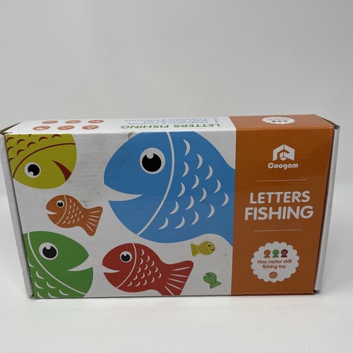 Alphabet Letters Magnetic Fishing Fun - 26 Wooden Fish + 2 Wood Poles ...