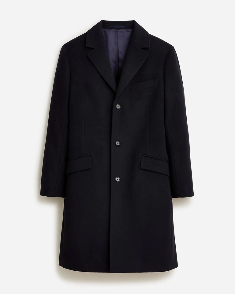 $548 J.Crew Men’s Overcoat Italian Fabric Wool-Cashmere Navy 38S | eBay
