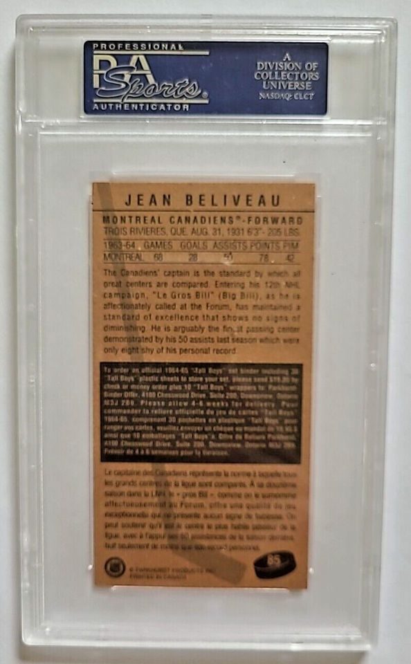 1994 Jean Beliveau Parkhurst Tall Boys Signature on card Autograph Auto ...