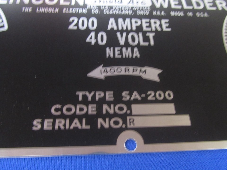 Sa-200 Lincoln Welder Shorthood 4 Spot Faceplate M6549 OEM Quality USA ...