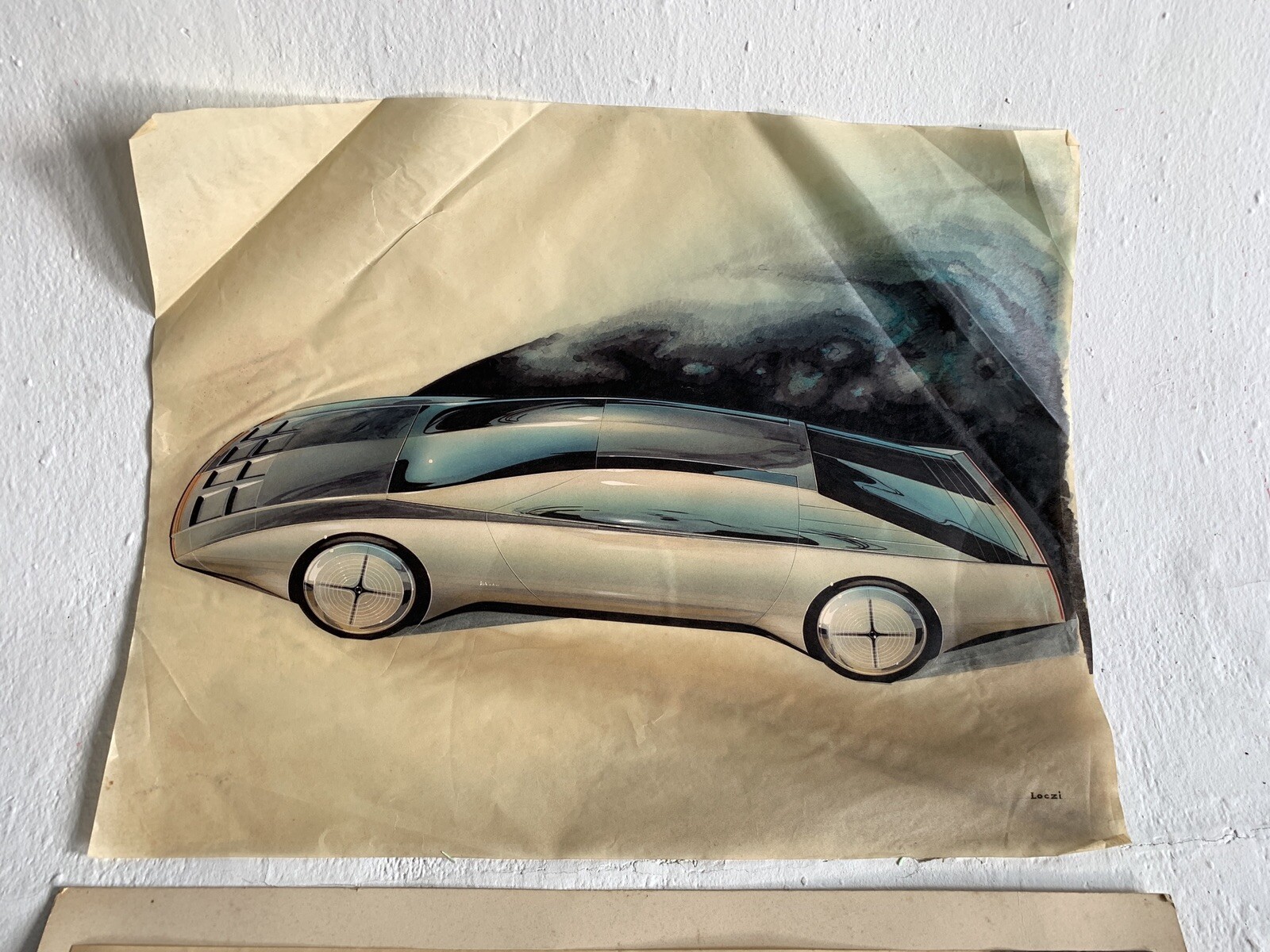 Vintage Pontiac Concept Sketch Car Art Chevy GM Drawing Geza Loczi Sign ...