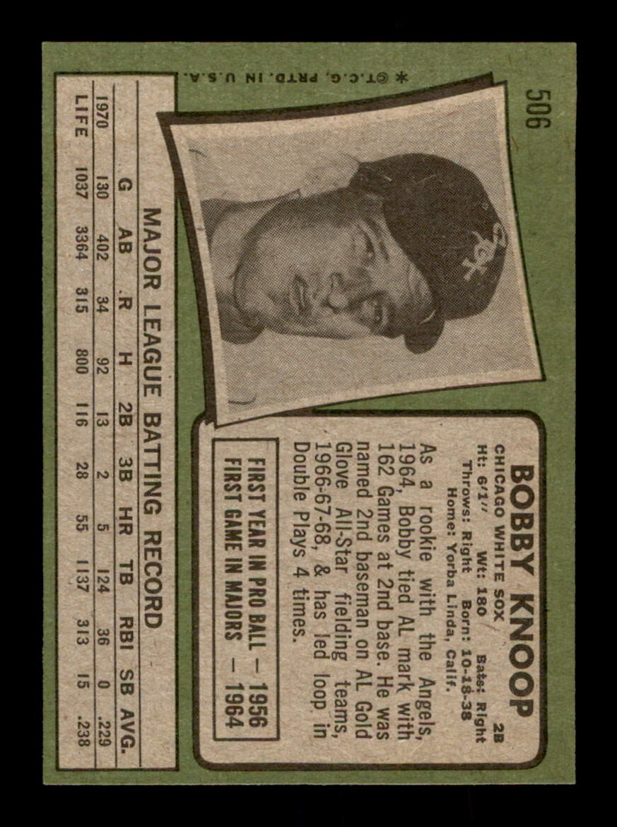 1971 Topps Baseball #506 Bobby Knoop NM *d16 | eBay