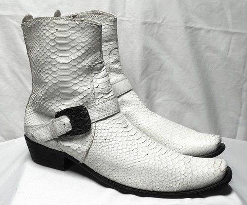 Donald J Pliner Men's Western Couture Collection White Python Skin ...