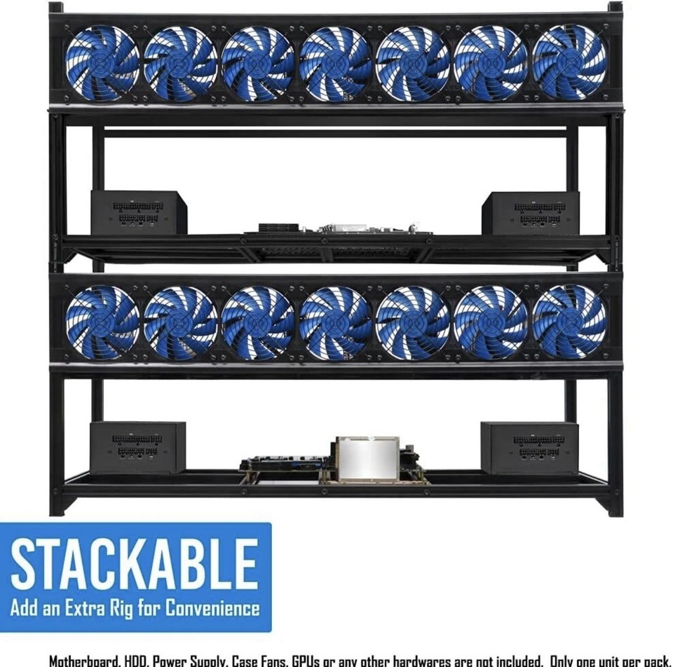Kingwin 8 GPU Miner Rig Case Frame – Premium Stackable Aluminum Mining ...