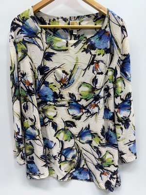 JM Collection Women’s LS Floral Textured Knit Blouse Scoop Neck ...