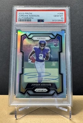 2023 Prizm Jordan Addison (RC) Silver Autograph PSA 10 Minnesota ...