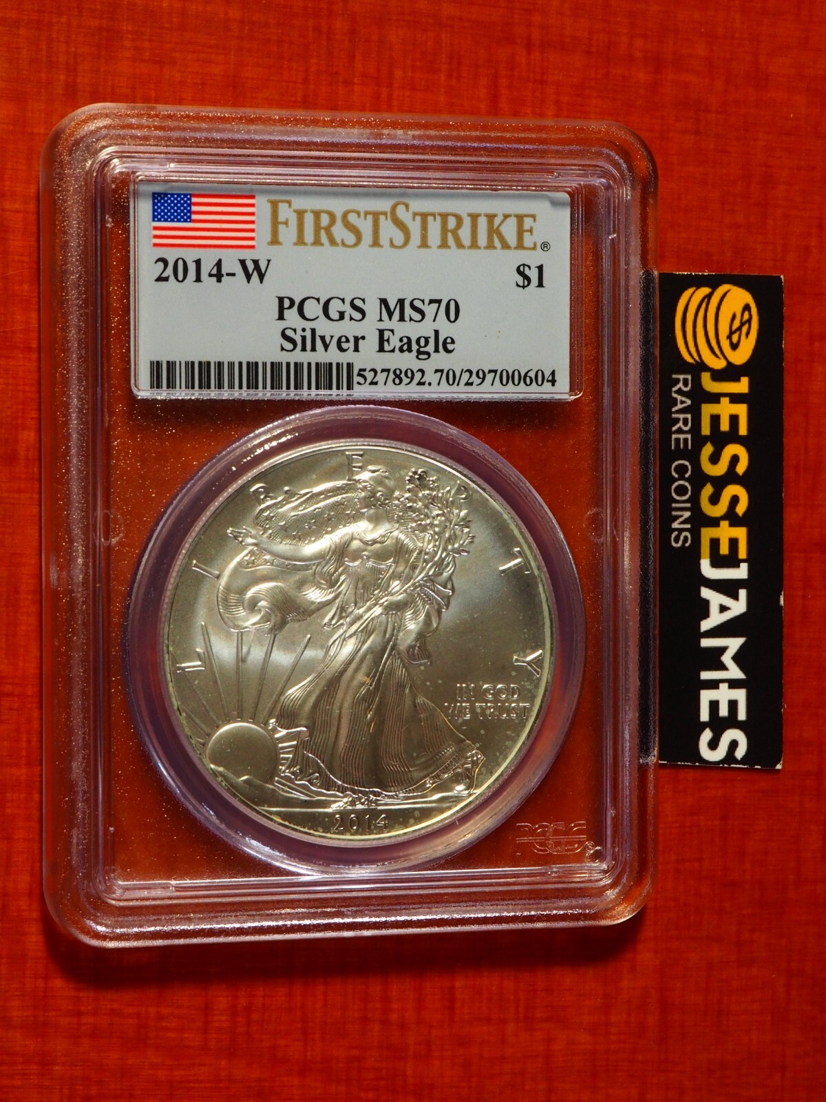 2014 W BURNISHED SILVER EAGLE PCGS MS70 FLAG FIRST STRIKE LABEL | eBay