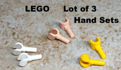 LEGO Hand Set Lot of 3 Right Left Yellow White Gloves Flesh Nougat ...