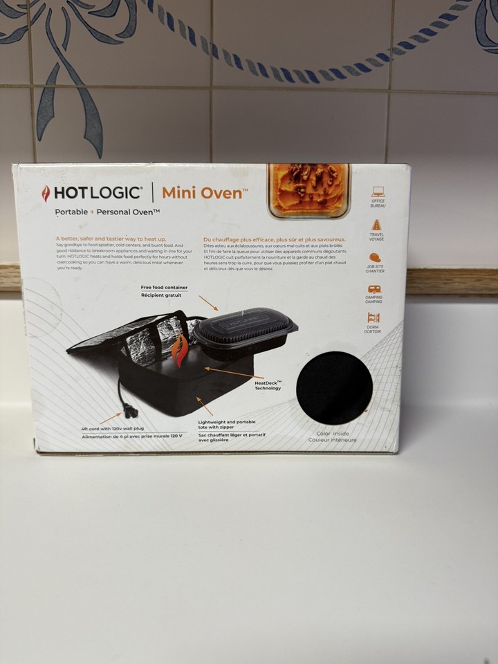 Hot Logic Mini Personal Portable Oven Black Heated Insulated Lunch Box ...