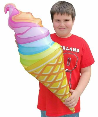 RAINBOW SWIRL Inflatable Ice Cream Cone - Colorful Wonka Pool Toy ...