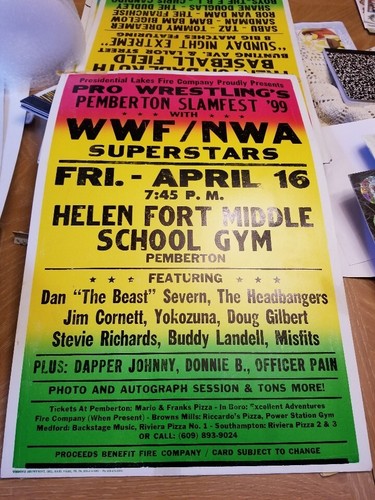 Vintage 1999 NWA WWF Wrestling Event Poster -- PEMBERTON, NJ SLAMFEST ...