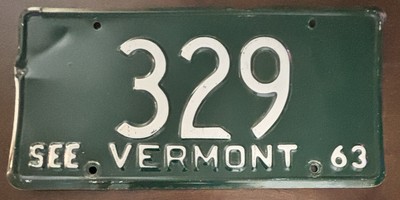 Vermont 1963 License Plate # 329 | eBay