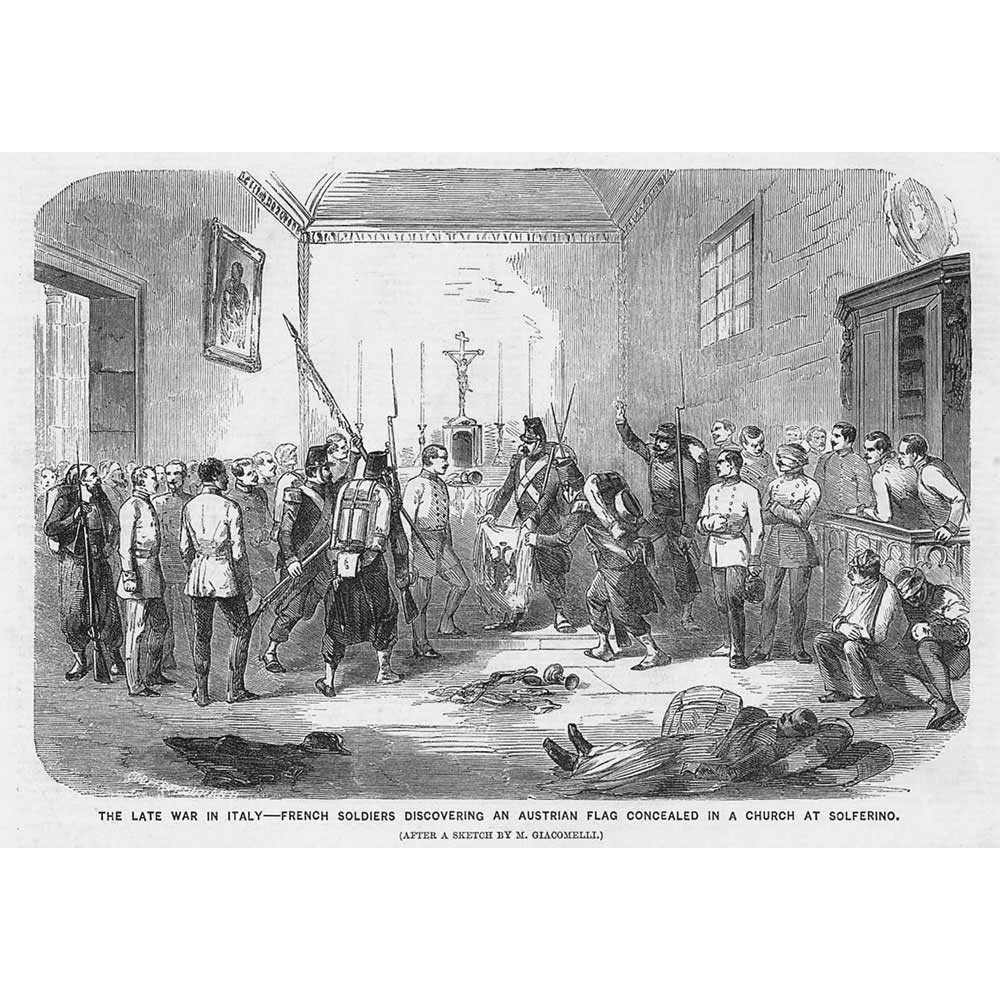 ITALY Discovery of an Austrian Flag in a Church at Solferino Antique ...