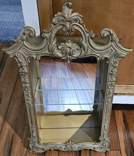 Vintage Ornate Shelf Cabinet Victorian Style Shadow Box With Mirror ...