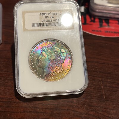 1885 O MORGAN! NGC MS64 MUSEUM WORTHY SPECIMEN! Obverse Vivid Rainbow ...