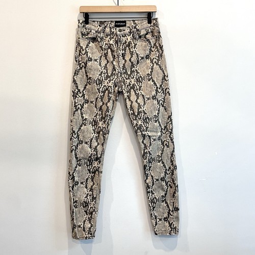 Black Orchid Women’s 28 Christie High Rise Python Snakeskin Skinny Jeans Beige | eBay