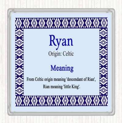 Ryan Name Meaning Drinks Mat Coaster Blue | eBay