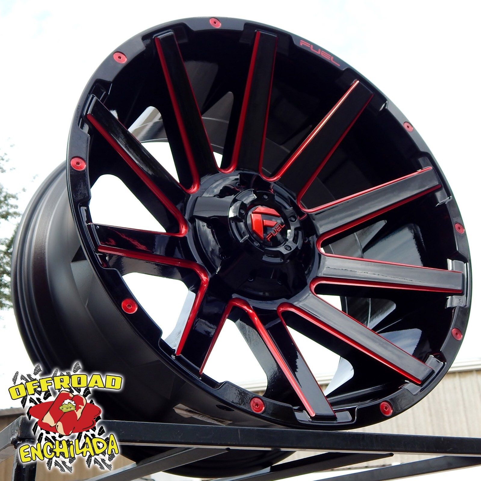 One (1) 20x10" 6x5.5" & 6135mm Black Red Fuel D643 Contra Wheel Rim ...