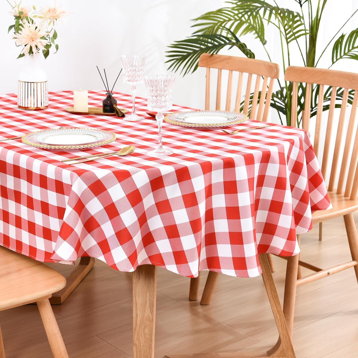 Pink Checkered Tablecloth Table Premium Plastic Pink Gingham