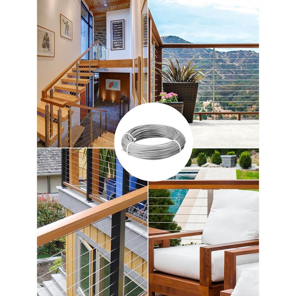 Garden Fence Wire Rope Kit 30M Stainless Steel Cable Wire Rope Catenary ...