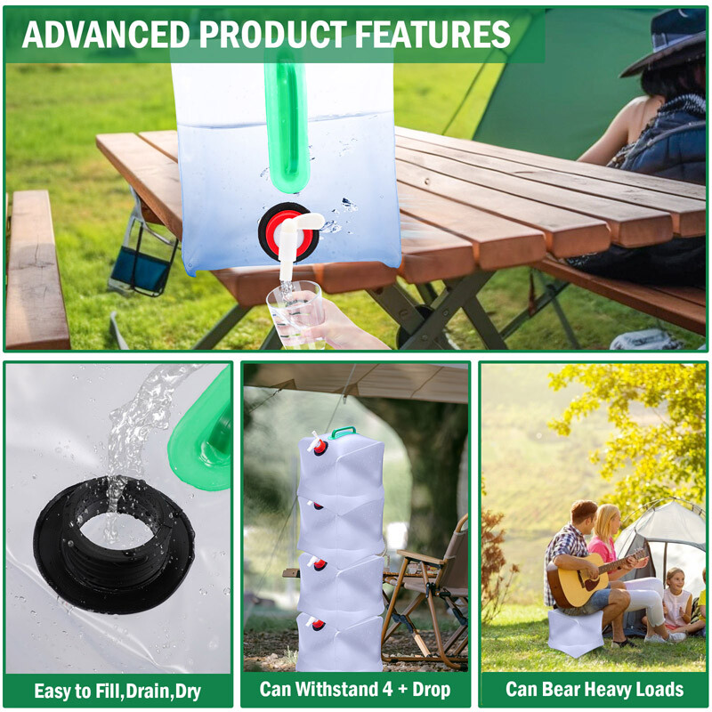 1-2Pc Collapsible Water Container with Spigot 5 Gallon Camping Water ...