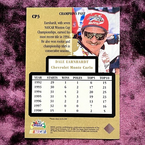 RIP Dale Earnhardt 1998 Upper Deck Champions Past Insert NASCAR Racing ...