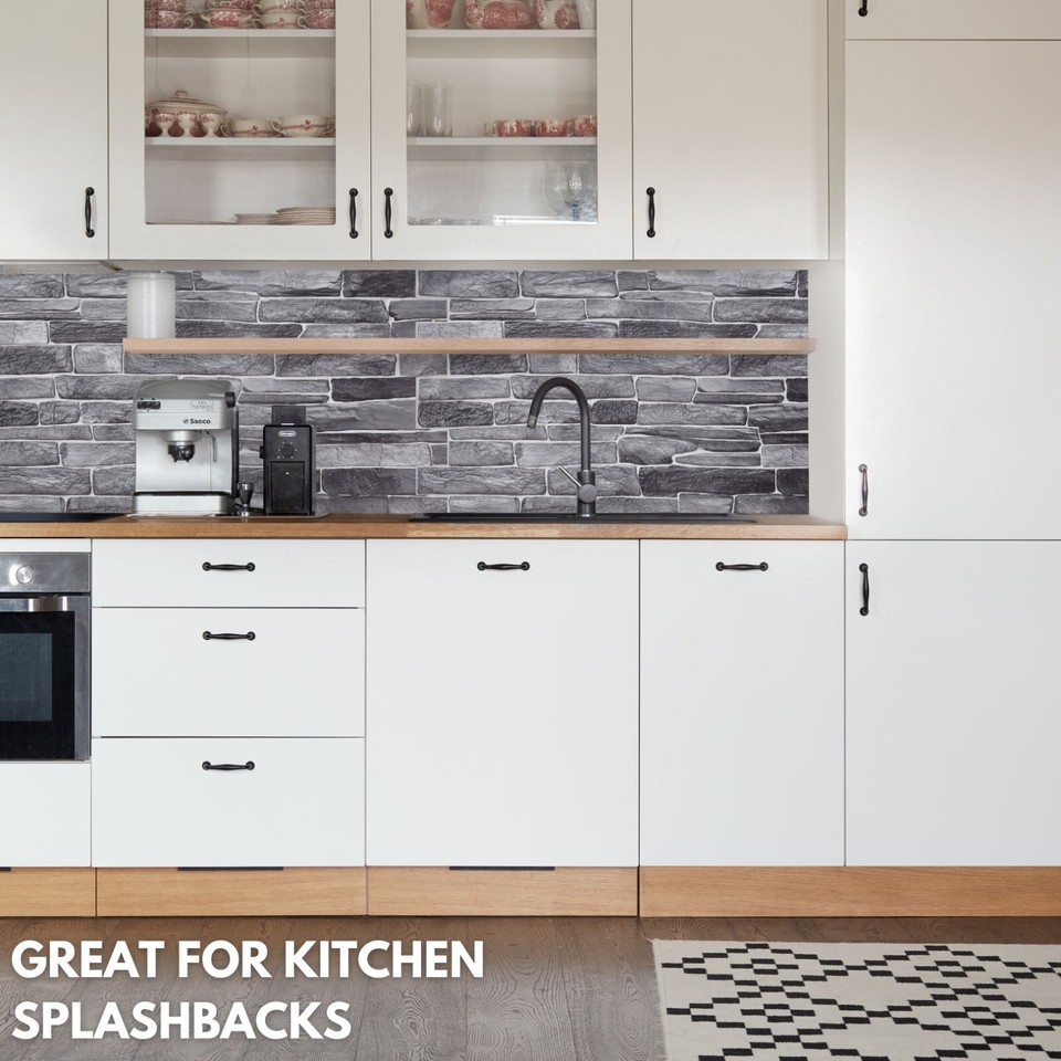 Grey Stone Effect PVC Plastic Wall Covering Panels 3D Decorative Tiles ...